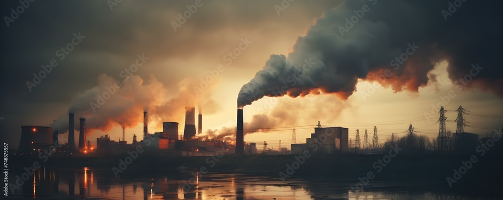 Smoke emanates from industrial plant exacerbating climate change and ...