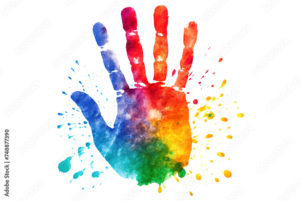 Colorful hand print isolated on transparent background Remove png ...