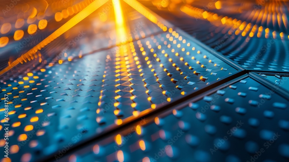 Sunbeams cast a radiant glow across the textured surface of advanced ...