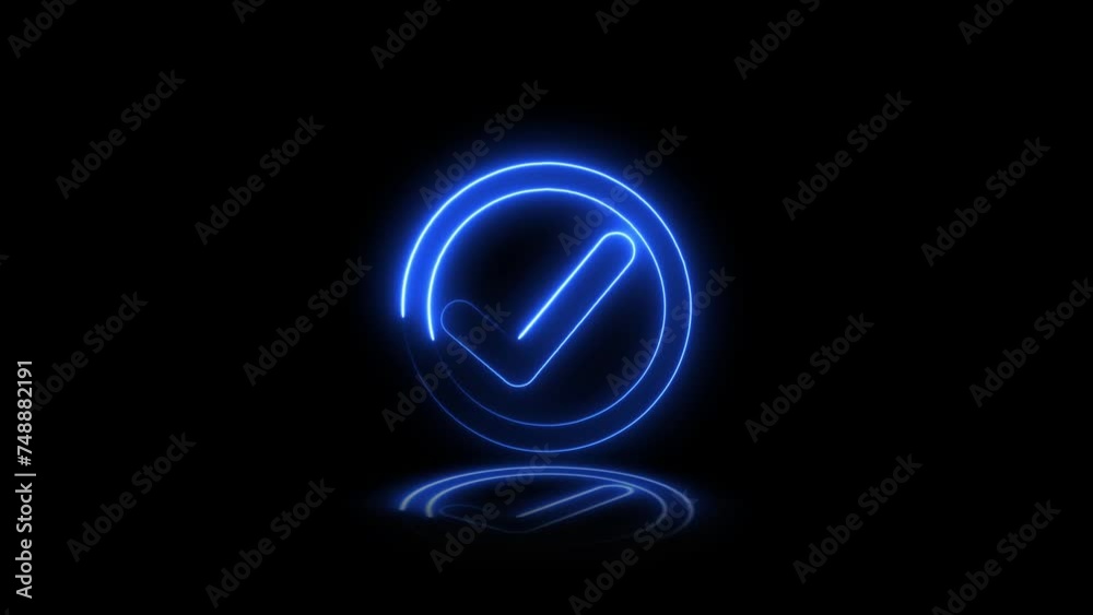 Neon check mark icon animated. Light check symbol and Success check ...