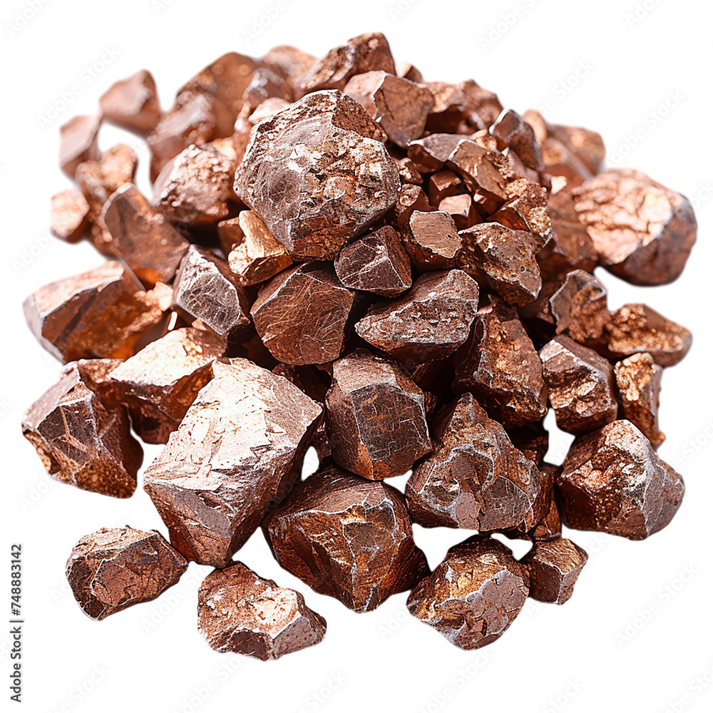 copper ore isolated on transparent background, element remove ...