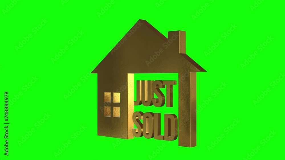4K Animated video of a 3D house with the words Just Sold Green Screen ...