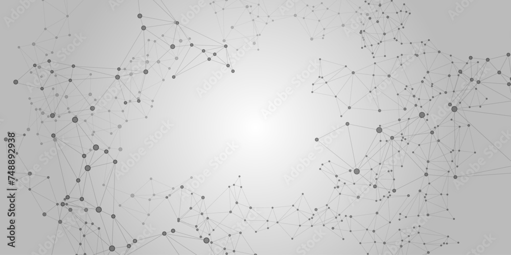 Global network connections with points and lines. Interlinked nodes ...