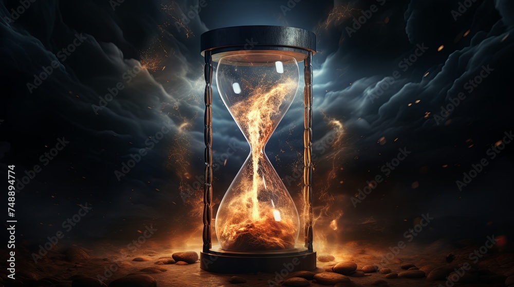 Unique 3D animation of an hourglass with lightning striking through ...