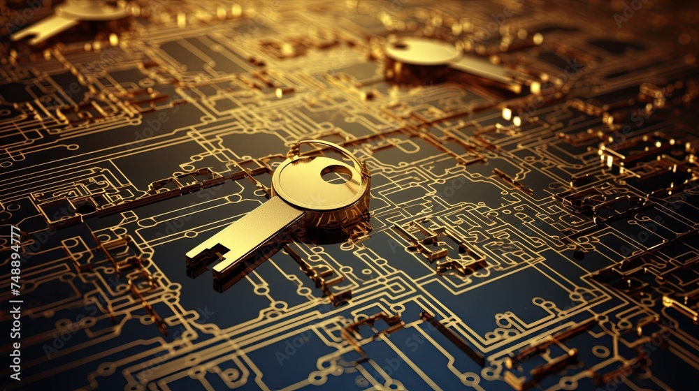 Unique 3D illustration of vintage keys intertwined with modern ...