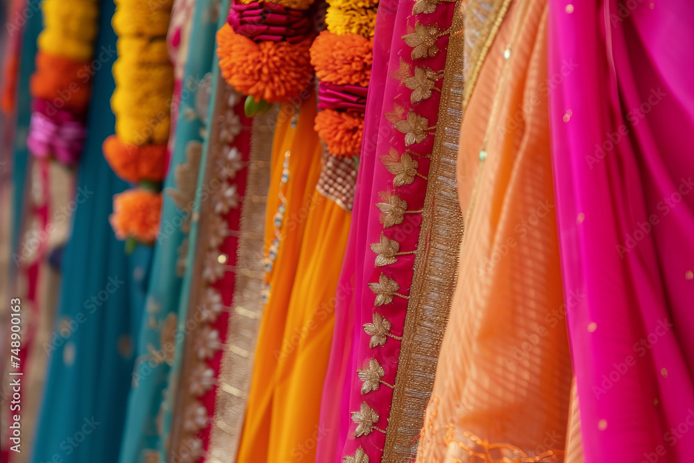 The vibrant colors of traditional Indian clothing worn by participants ...