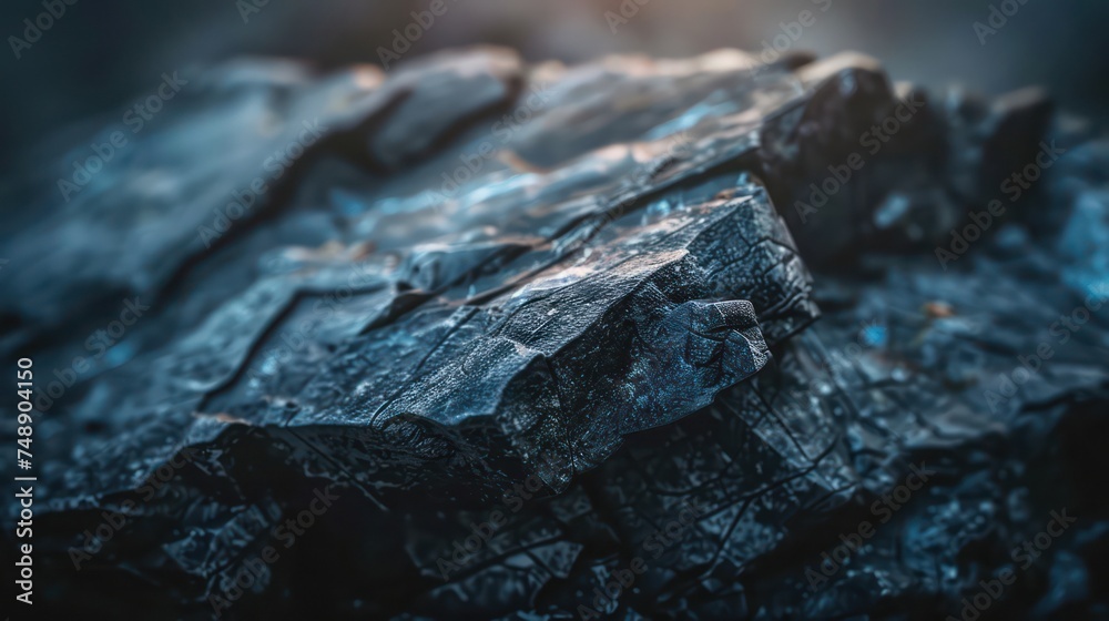 The close-up photograph showcases the fractured surface of the rock ...