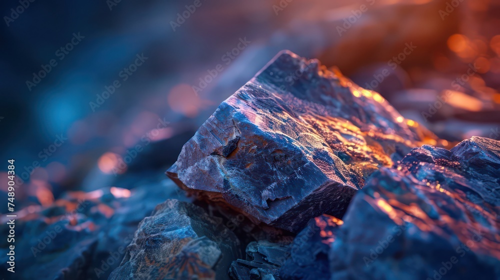 In this close-up image, the surface of the rock displays fractures and ...