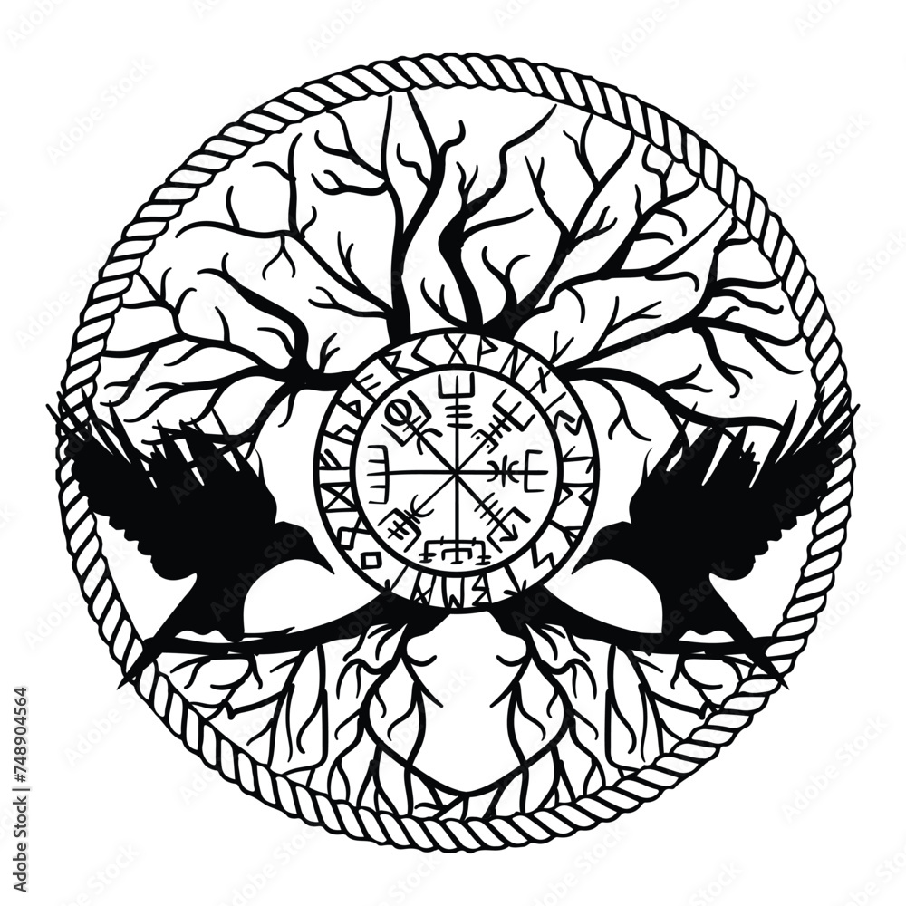Yggdrasil The Tree Of Life Vikings Symbol Odinwith Futhark Runes Yggdrasil Pagan Symbols