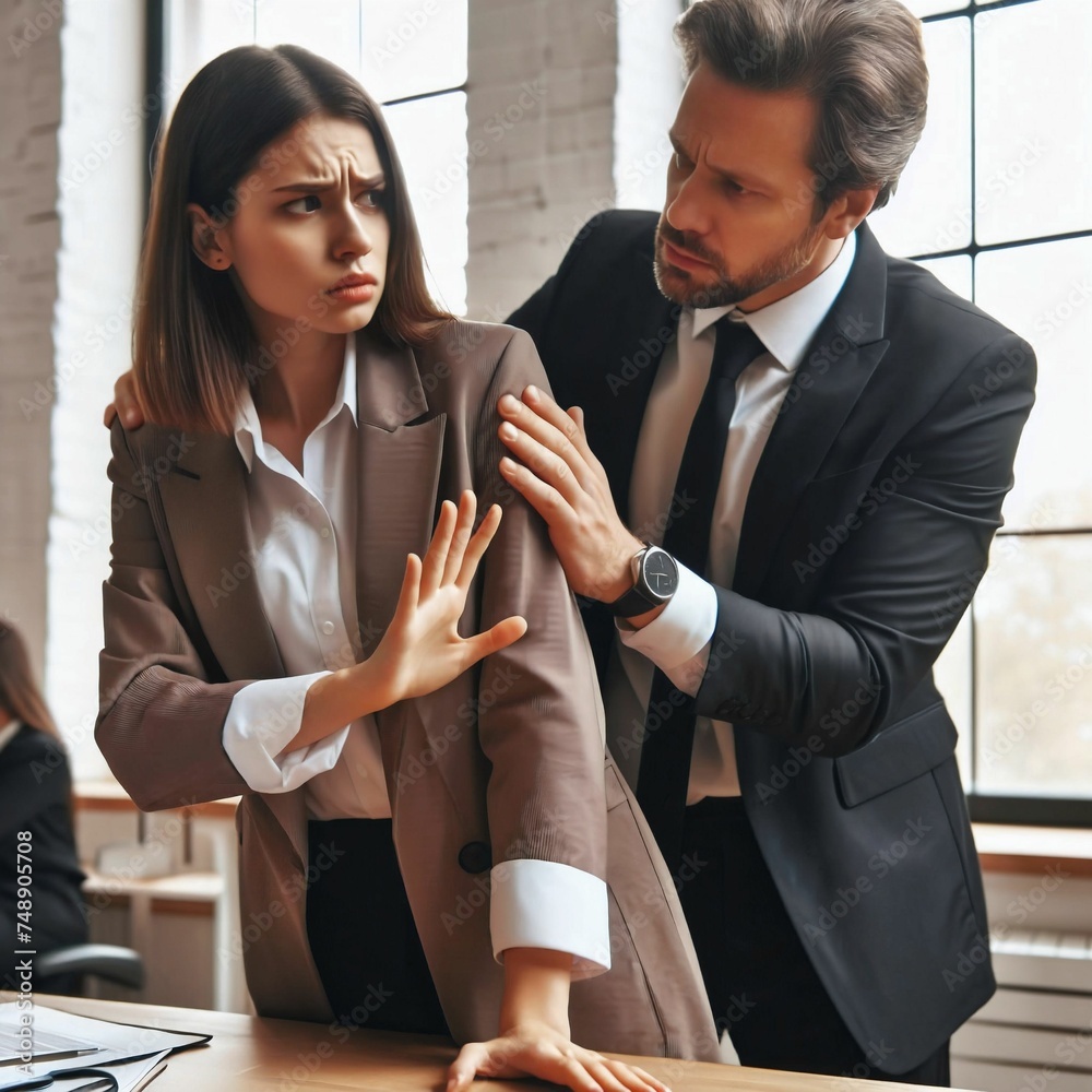 Inappropriate touching of a female employee by a businessman by placing ...
