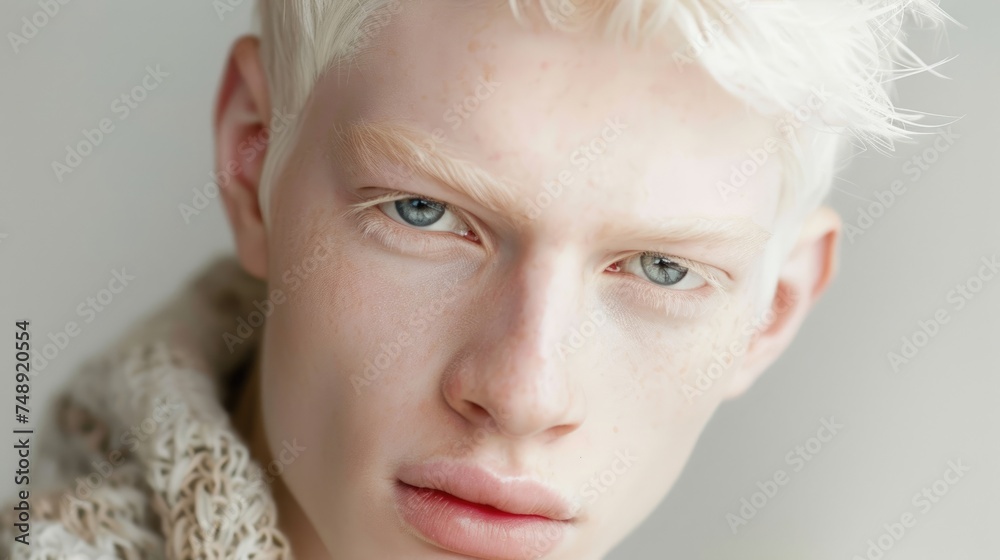 International Albinism Awareness Day, portrait of an albino guy of ...