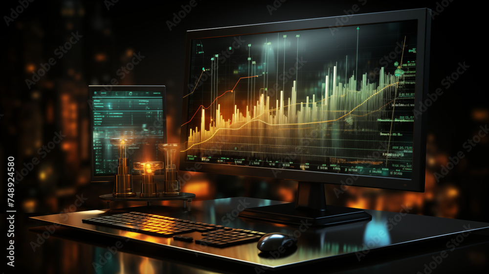 Business Stock market rising graph and chart with lines and numbers on ...