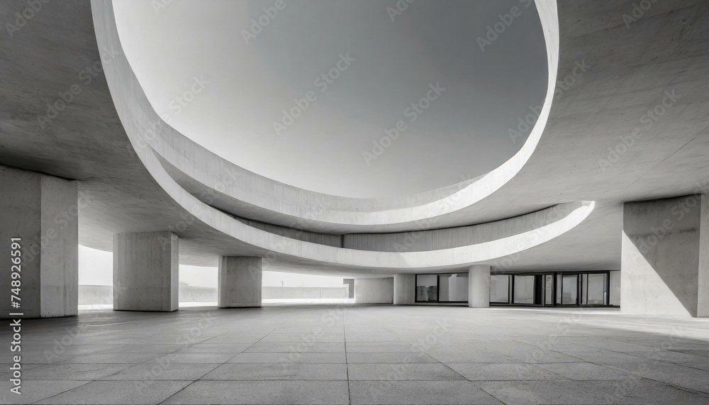 Empty abstract architecture building in minimal concrete design with ...