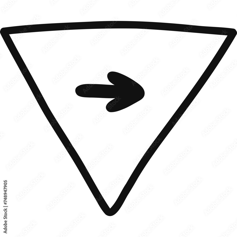 Cute hand drawn mark arrow in checkbox in the shape of inverted ...