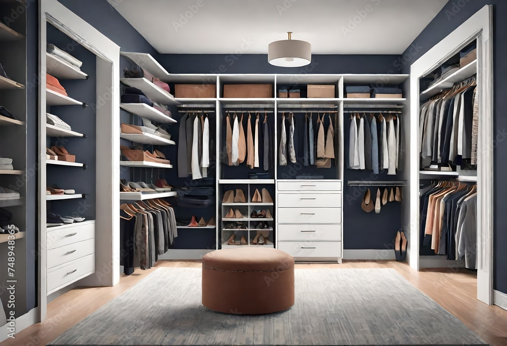 A Closet with a modular design, allowing for customizable ...
