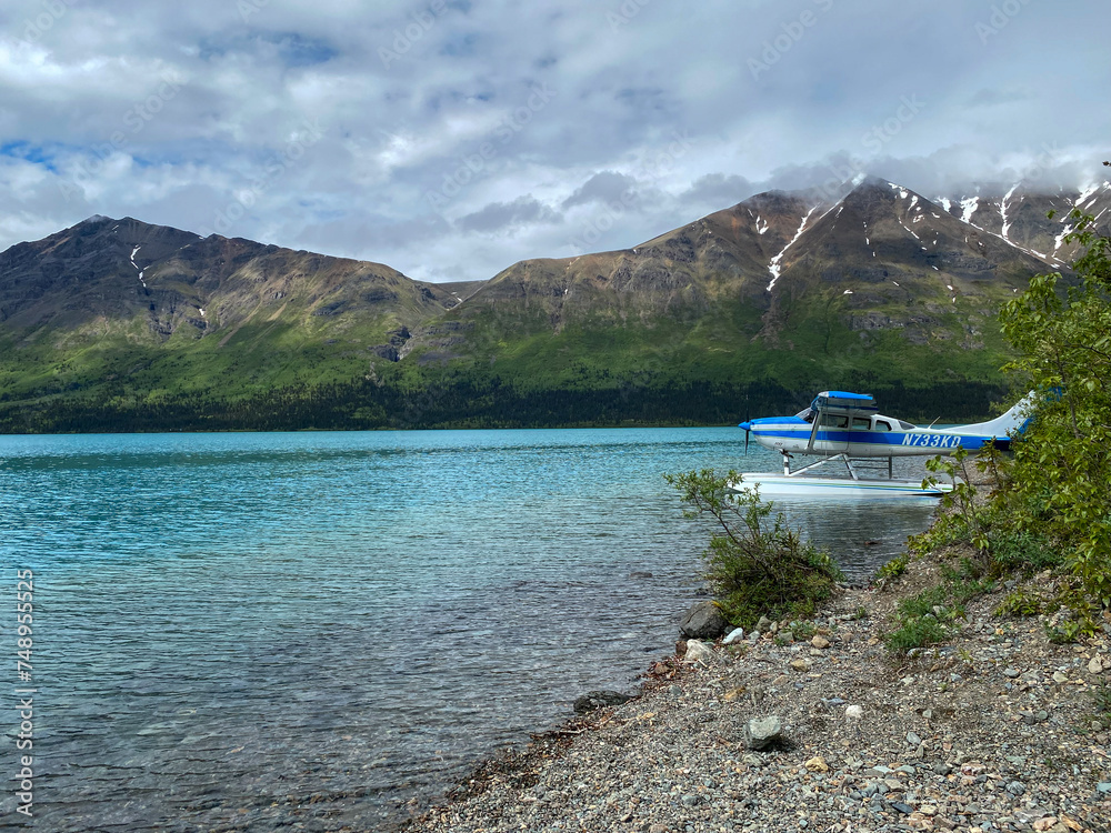Lake Clark National Park, Alaska: Cessna seaplane on Upper Twin Lake ...