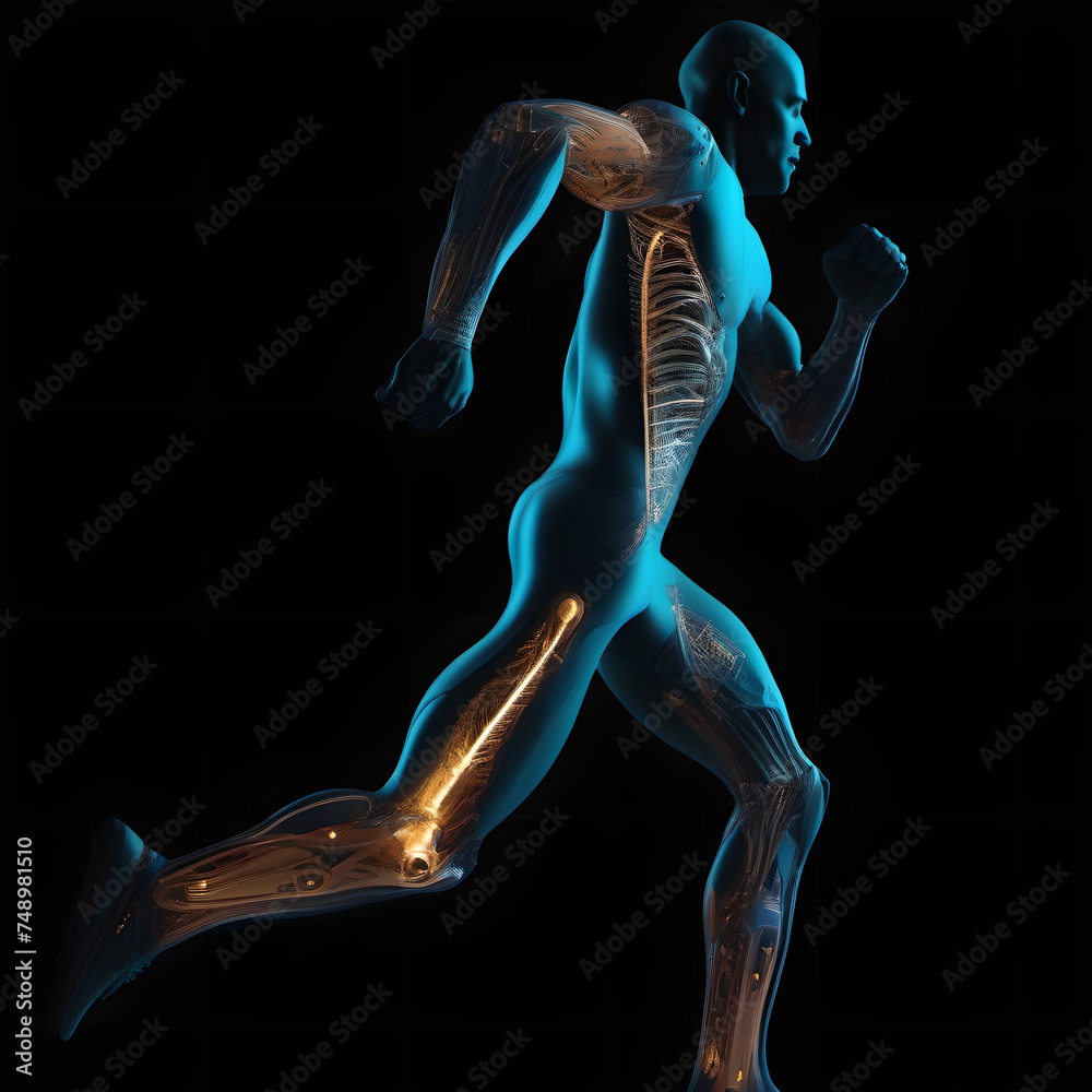 Our biological nerfin system in sports. A model of an athlete running ...