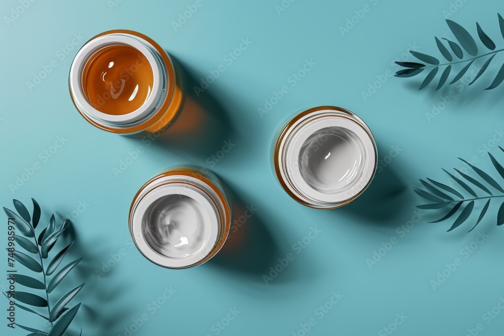 Facial beautician skin care cream. Skincare treatment products ...