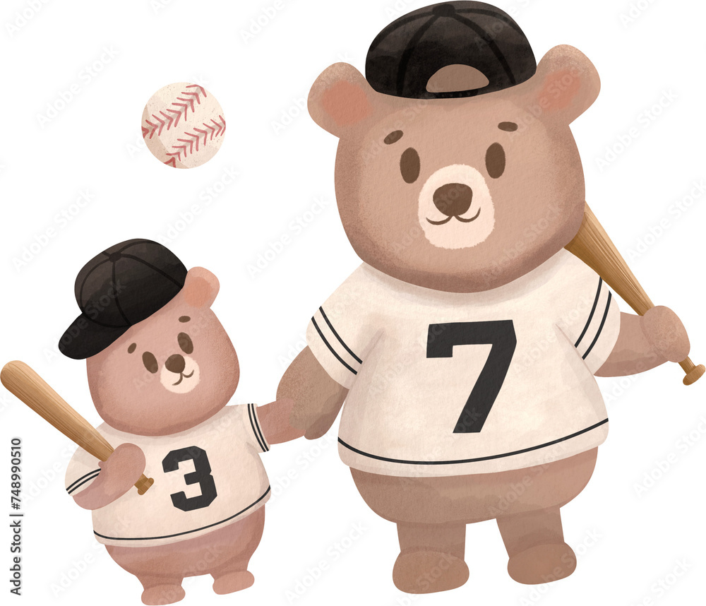 baseball bears clipart Sport game father and son bears baseball players ...