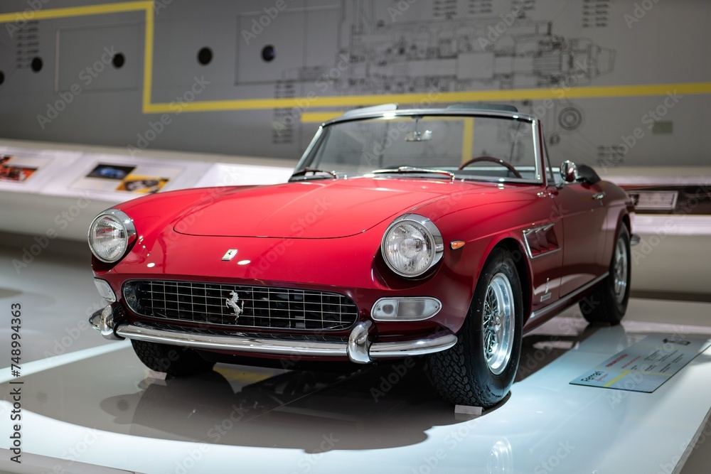 Front view of Ferrari 275 GTS red convertible sports car in Museum Enzo Ferrari Modena Stock ...