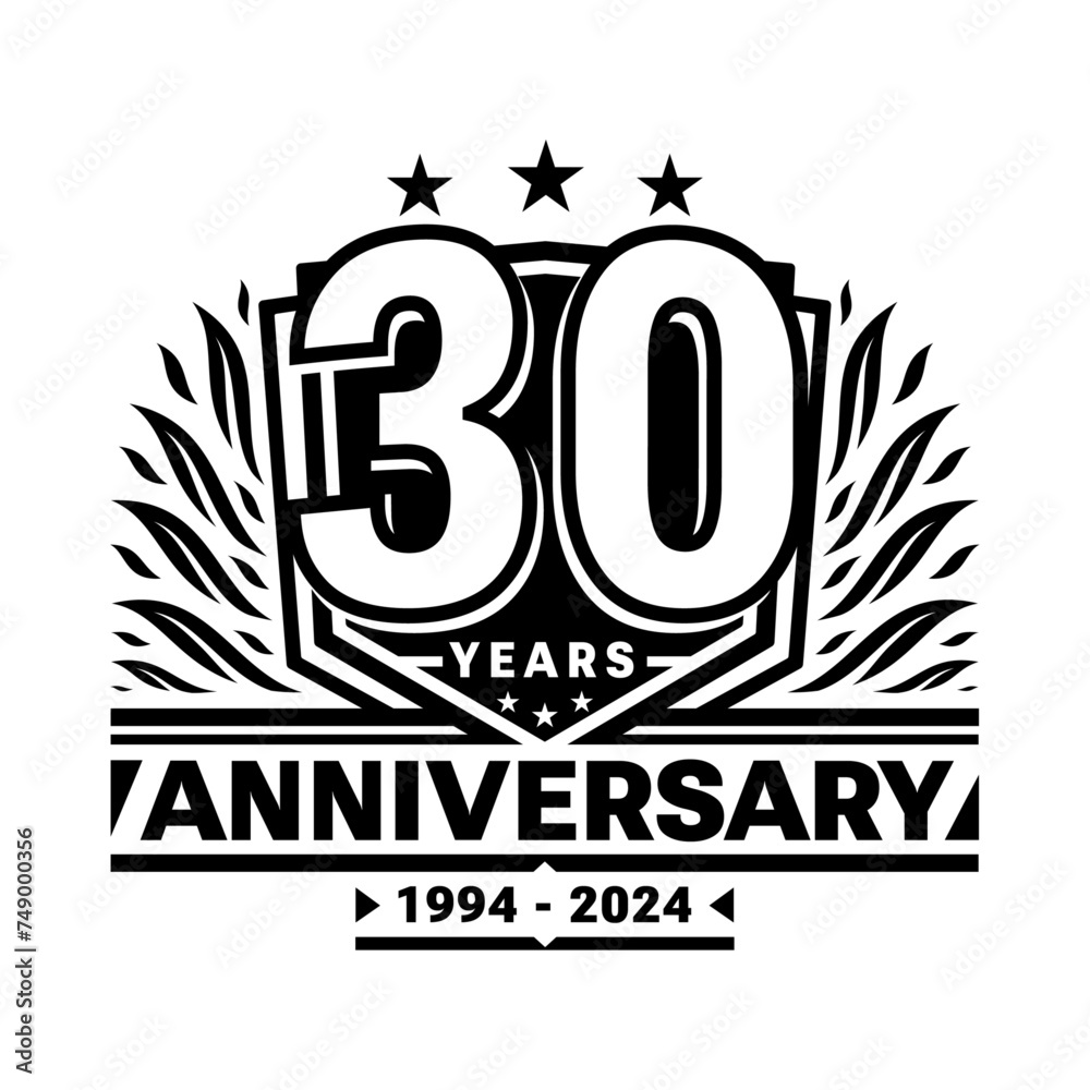 30 years anniversary celebration shield design template. 30th ...