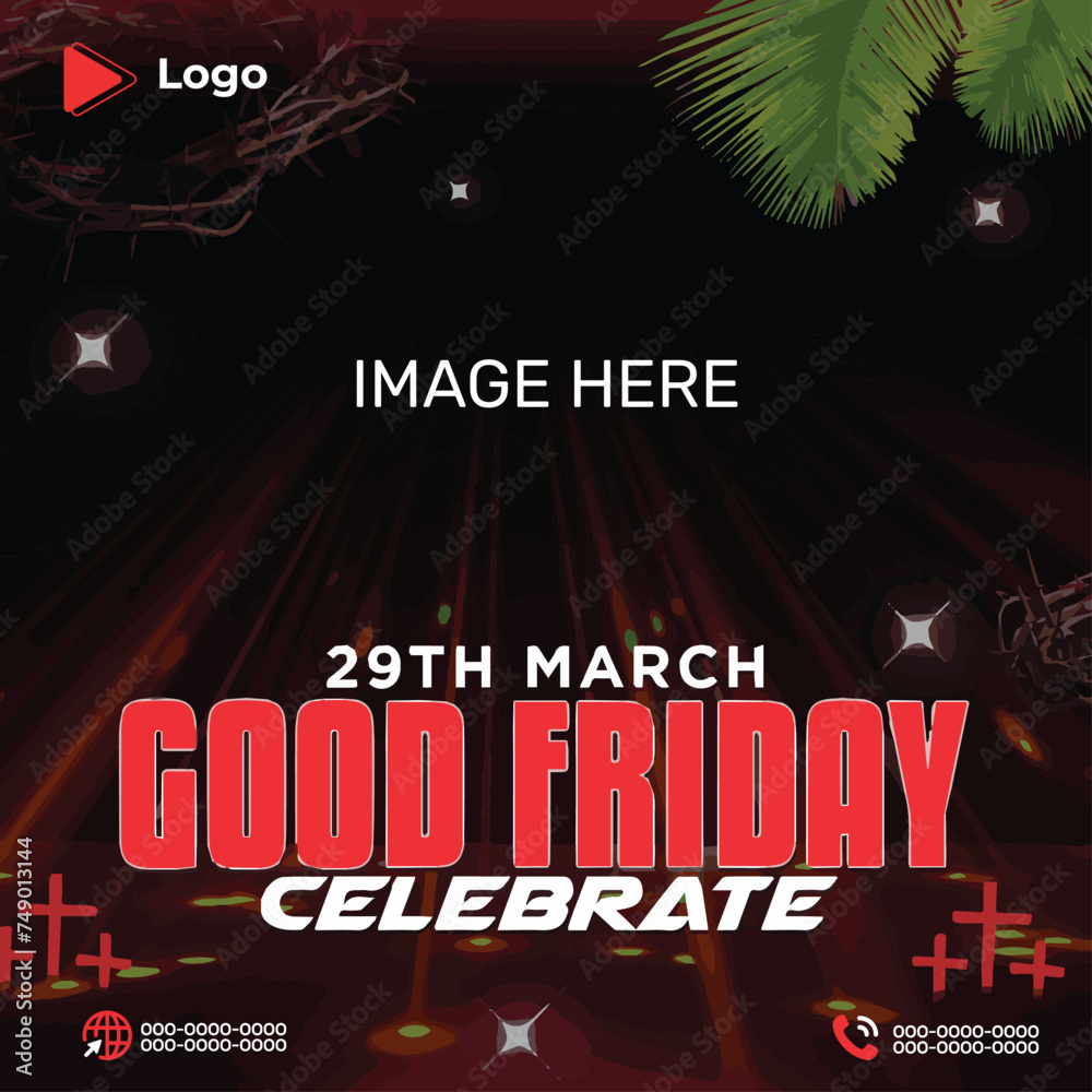 Happy good friday celebration instagram and facebook post template ...