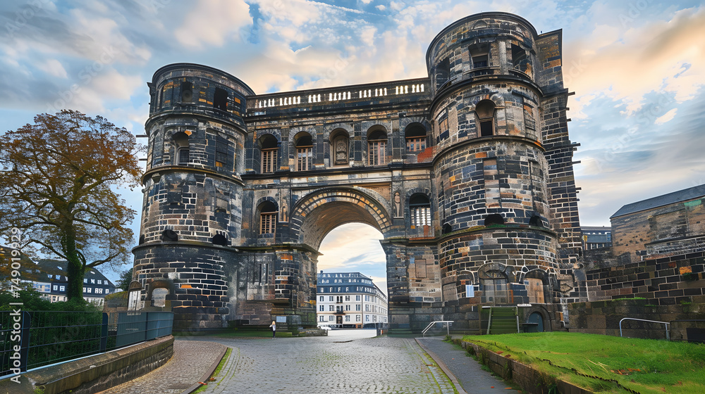 Amazing view of famous Porta Nigra (Black gate) - ancient Roman city ...
