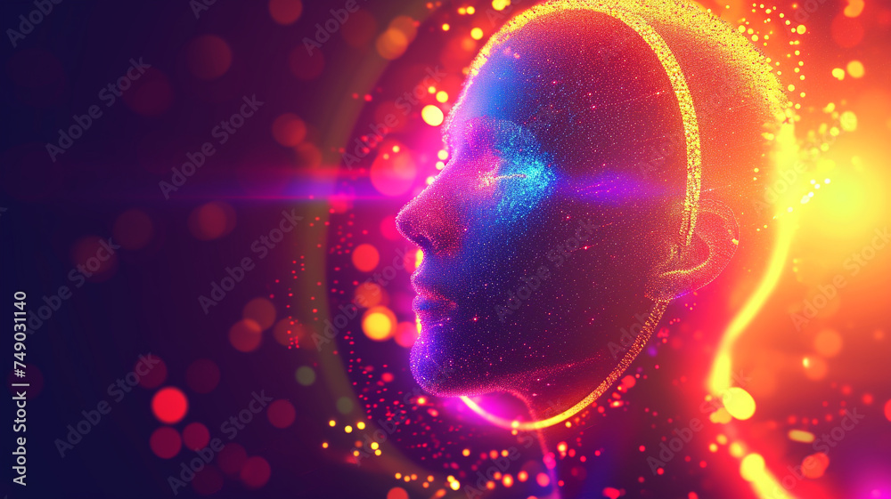 Electromagnetic field around man woman person, combination of invisible ...