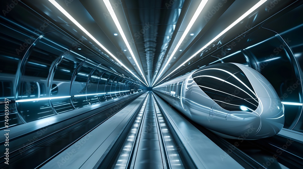 futuristic bullet train or hyperloop ultrasonic train cabsul with full ...