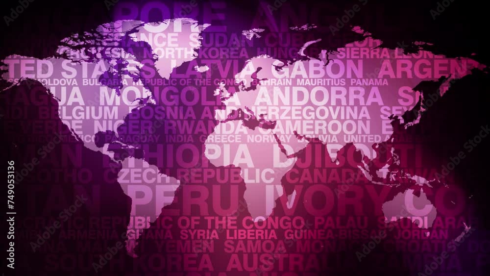 World map showcasing countries names and cultural diversity for global ...