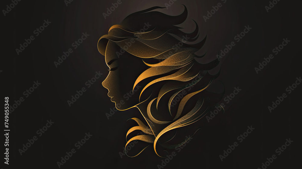 Woman in deep thoughts logo of head, Vector illustration of an ecstatic ...