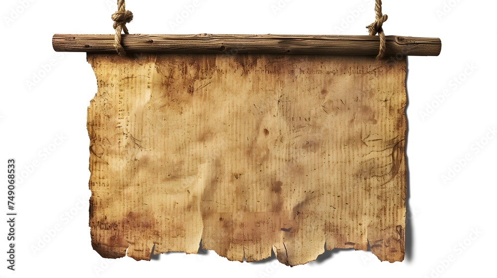 old torn and grunge poster paper sheet announcement sign hanged as ...