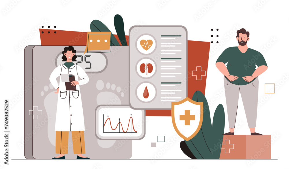 Obesity problem concept. Doctor with patient. Woman in medical coat ...