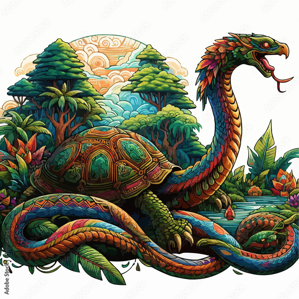 Long-necked turtles gracefully glide through the waters of Indonesia ...