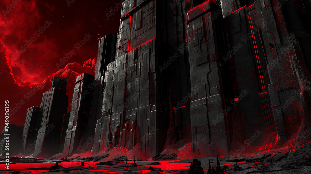 red and black brutalism building Stock Photo | Adobe Stock