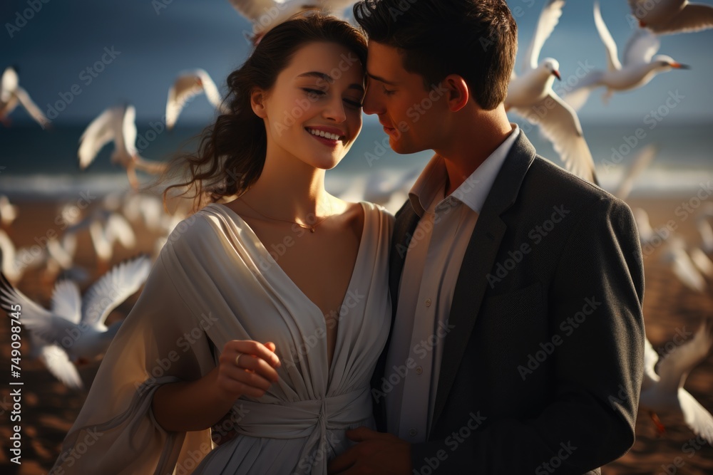 Capturing love on the beach: a beautiful couple shares intimate moments ...