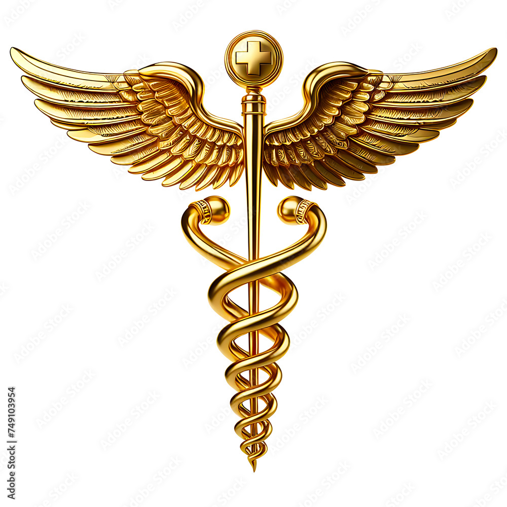 gold caduceus medical symbol icon isolated on transparent background ...