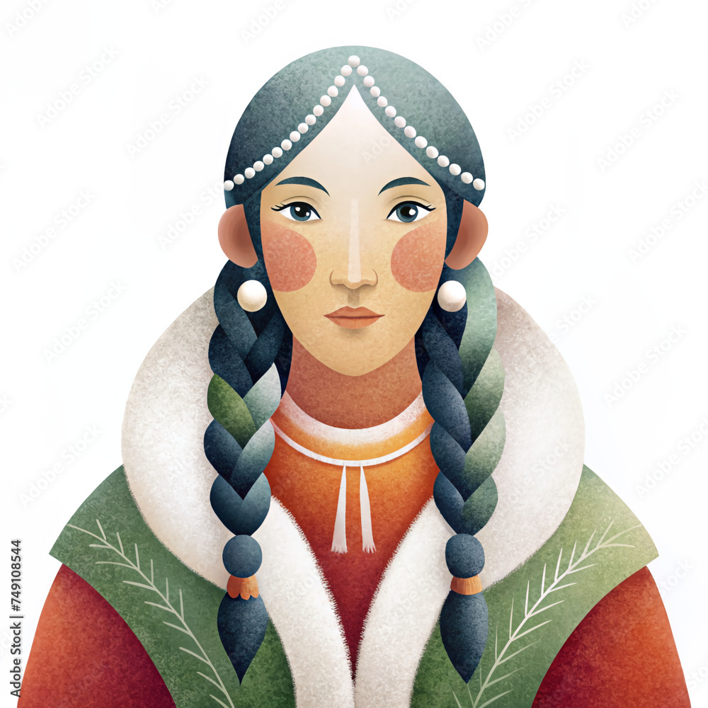 Portrait of an Alaska native woman. Part of a different ethnic groups ...