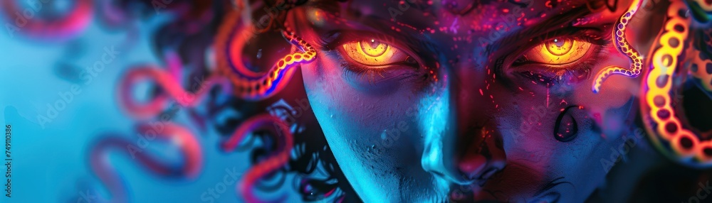 Medusa s Gaze A zombie Medusa with neon snakes for hair turning ...