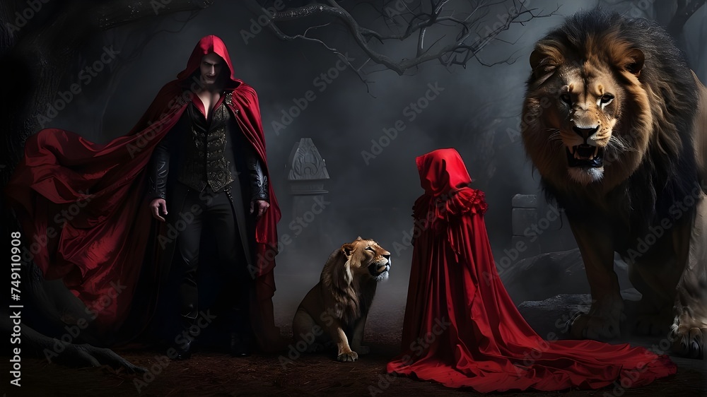 The vampire's long, dark cloak billows in the wind as he stands over ...