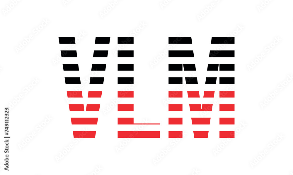 VLM three initial letter iconic line negative space minimal logo design ...