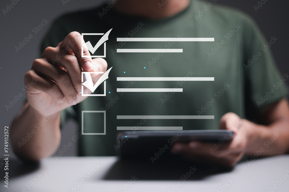 Survey form concept. Checklist, Questionnaire with checkboxes, answer ...