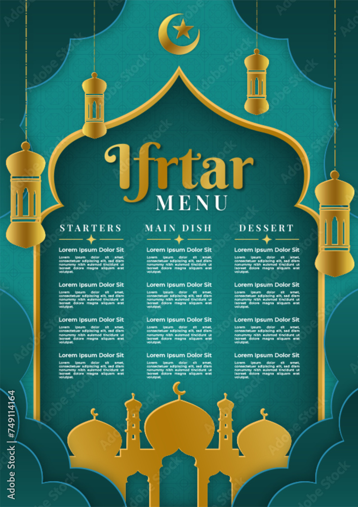 Realistic iftar vertical menu template ready to print Stock Vector ...