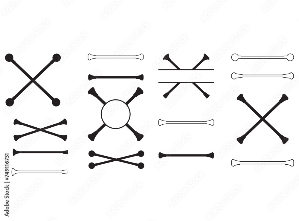 Baton Vector, Baton monogram Clipart, Baton split monogram Vector ...