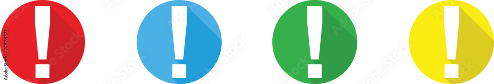 Exclamation mark icon in Different Colors. Attention Illustration ...