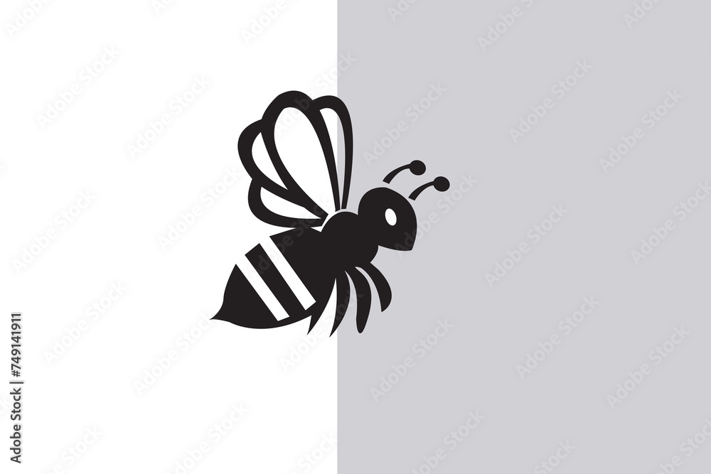 bee vector logo simple black and white background Stock Vector | Adobe ...