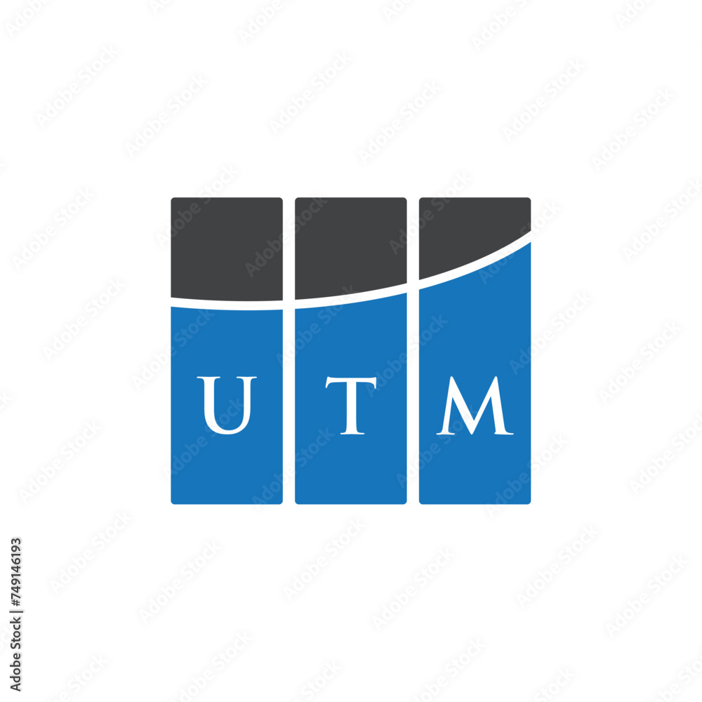 UTM letter logo design on black background. UTM creative initials ...