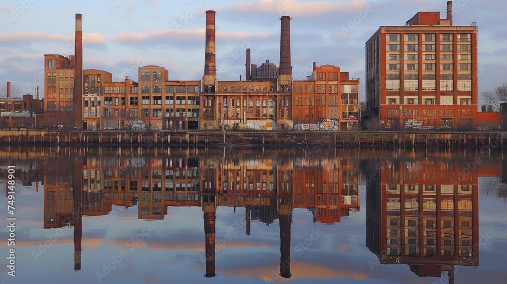 Waterfront Workhorses, Factories lining the riverbank, their ...