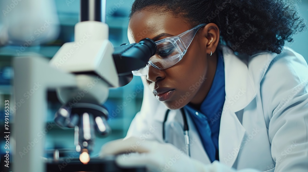 Medical Science Laboratory: Portrait of Beautiful Black Scientist ...