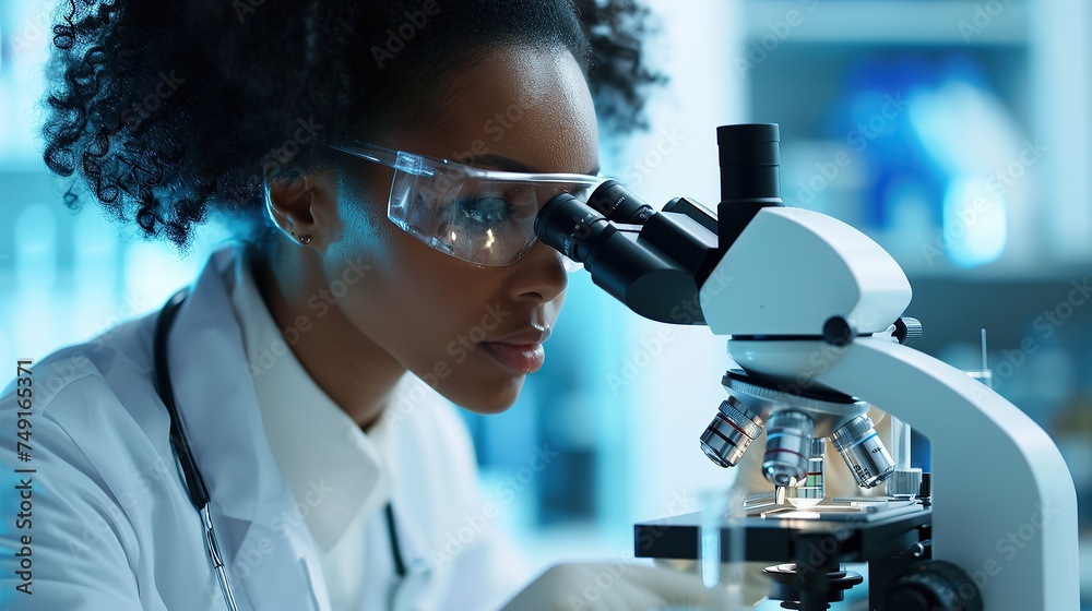 Medical Science Laboratory: Portrait of Beautiful Black Scientist ...